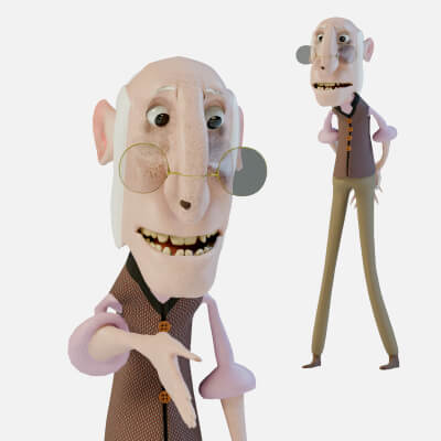 Cartoon Old Man - 3D Model by 2awesomework