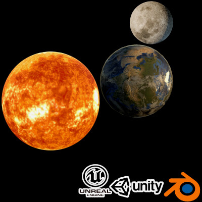 Photorealistic Earth Moon and Sun 3D by 2awesomework