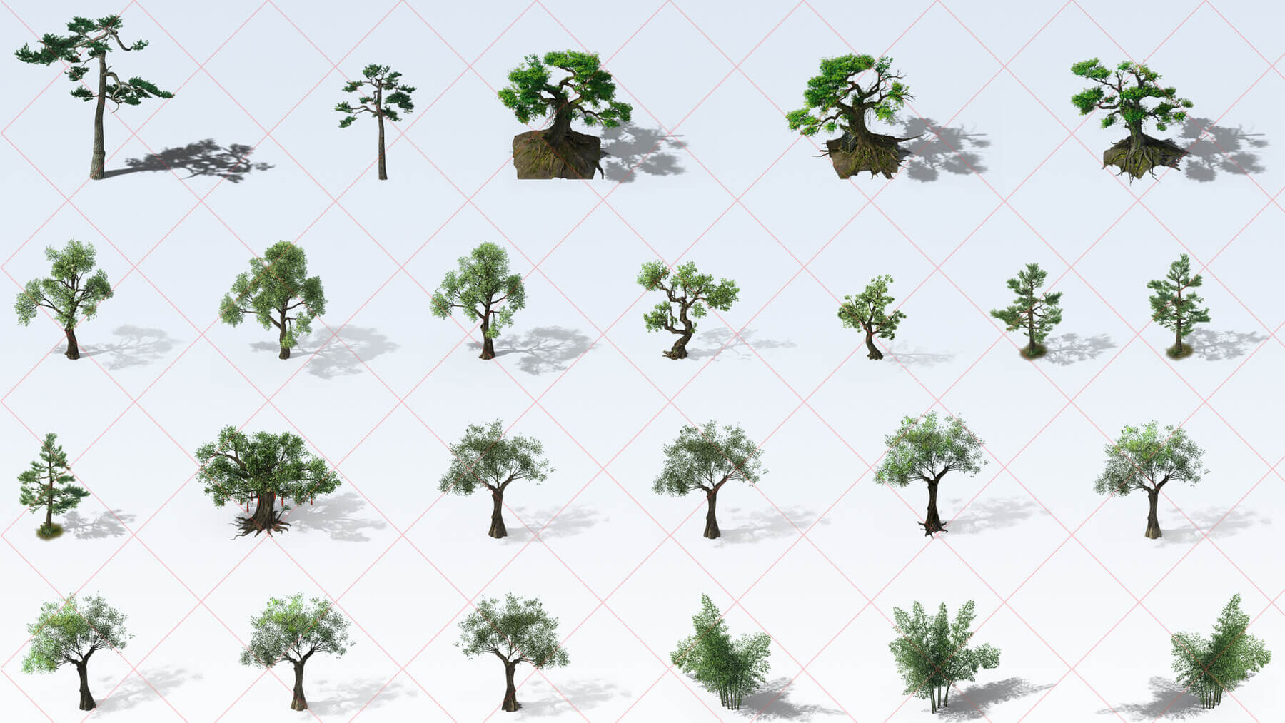 100 Trees Plants Trunk Branches Nature 2D Game Asset by 2dmagicpixel