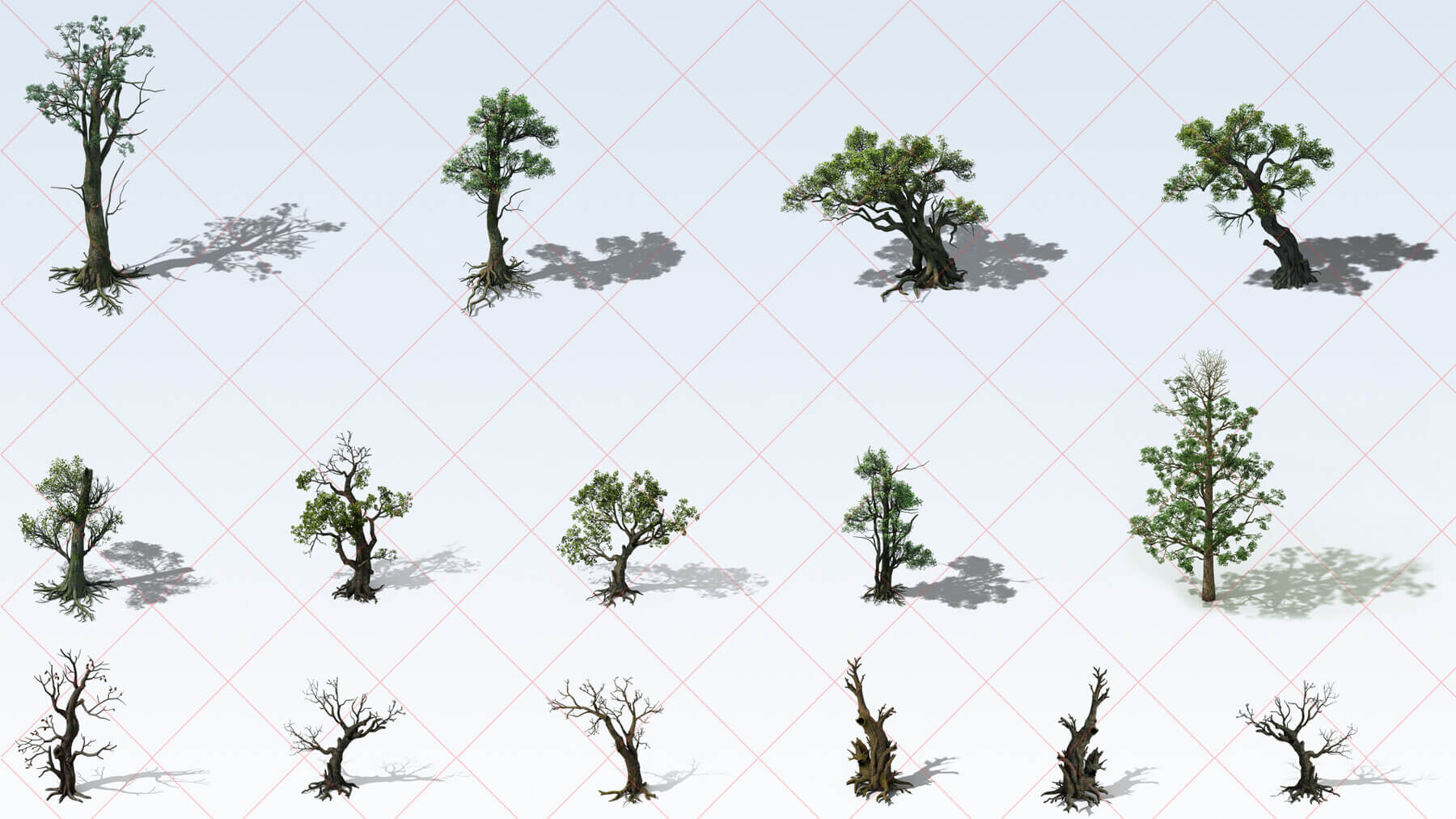 100 Trees Plants Trunk Branches Nature 2D Game Asset by 2dmagicpixel