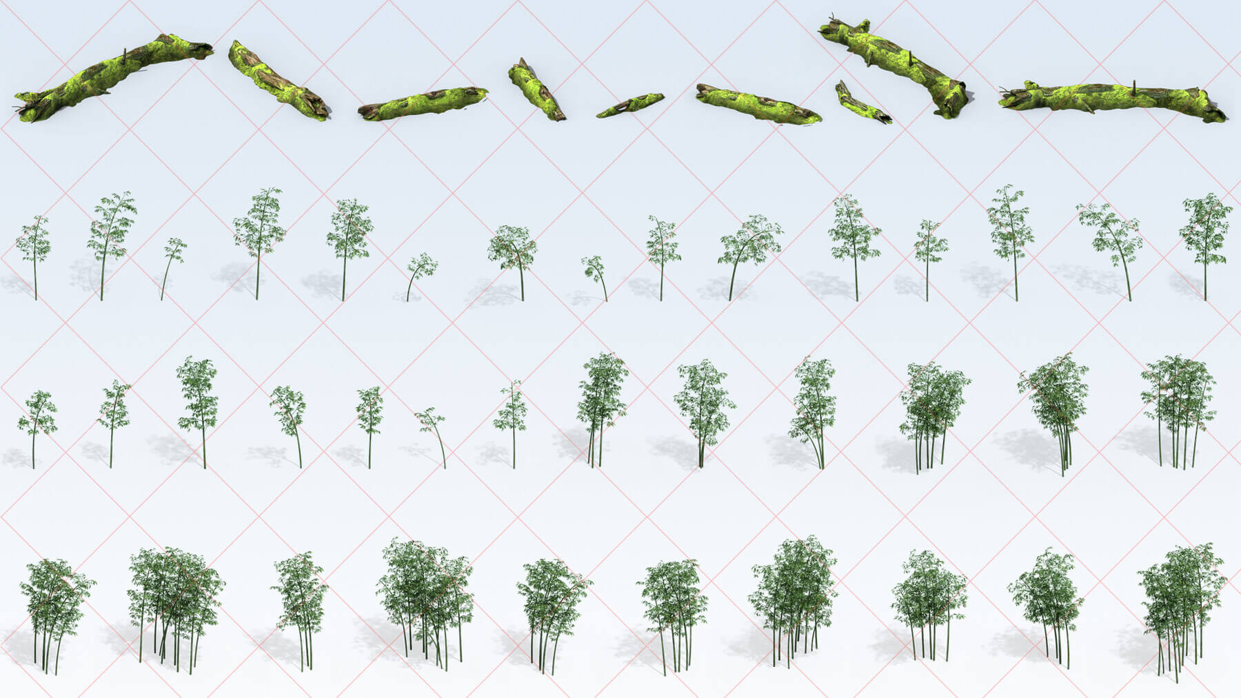 110 Bamboo Trees Plants Trunks Leaves Nature 2D Game Asset by 2dmagicpixel
