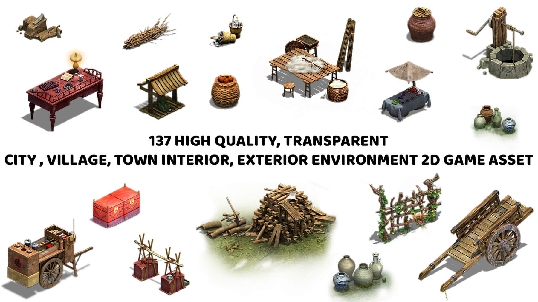 137 City Village Interior Exterior Environment 2D Game Asset by 2dmagicpixel