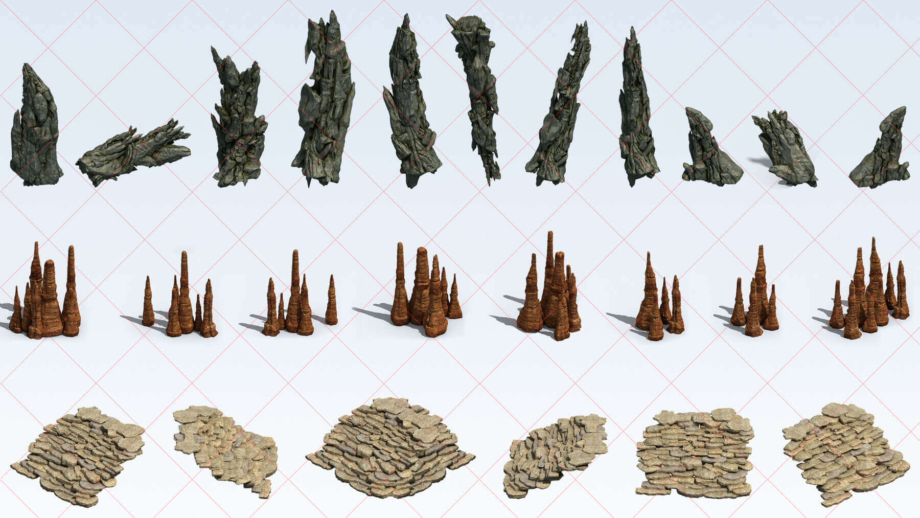 140 Snow Ice Mountain Canyon Cliff Rock Stone 2D Game Asset by 2dmagicpixel