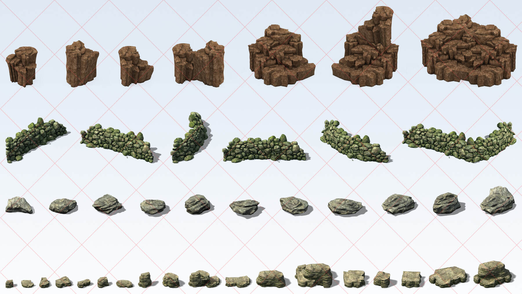 150 Fantasy Mountain Canyon Stone Rock 2D Game Asset by 2dmagicpixel