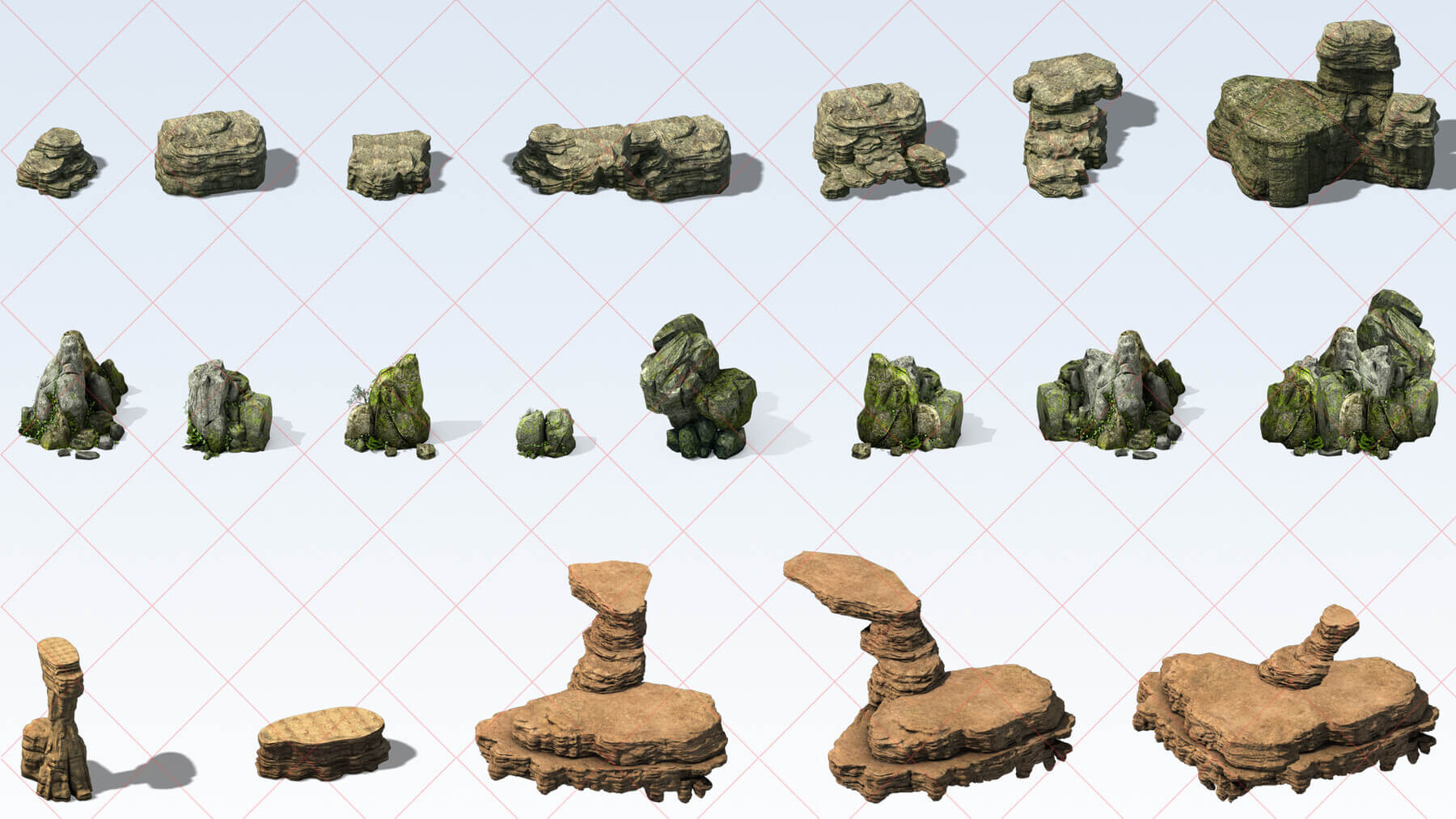 150 Fantasy Mountain Canyon Stone Rock 2D Game Asset by 2dmagicpixel