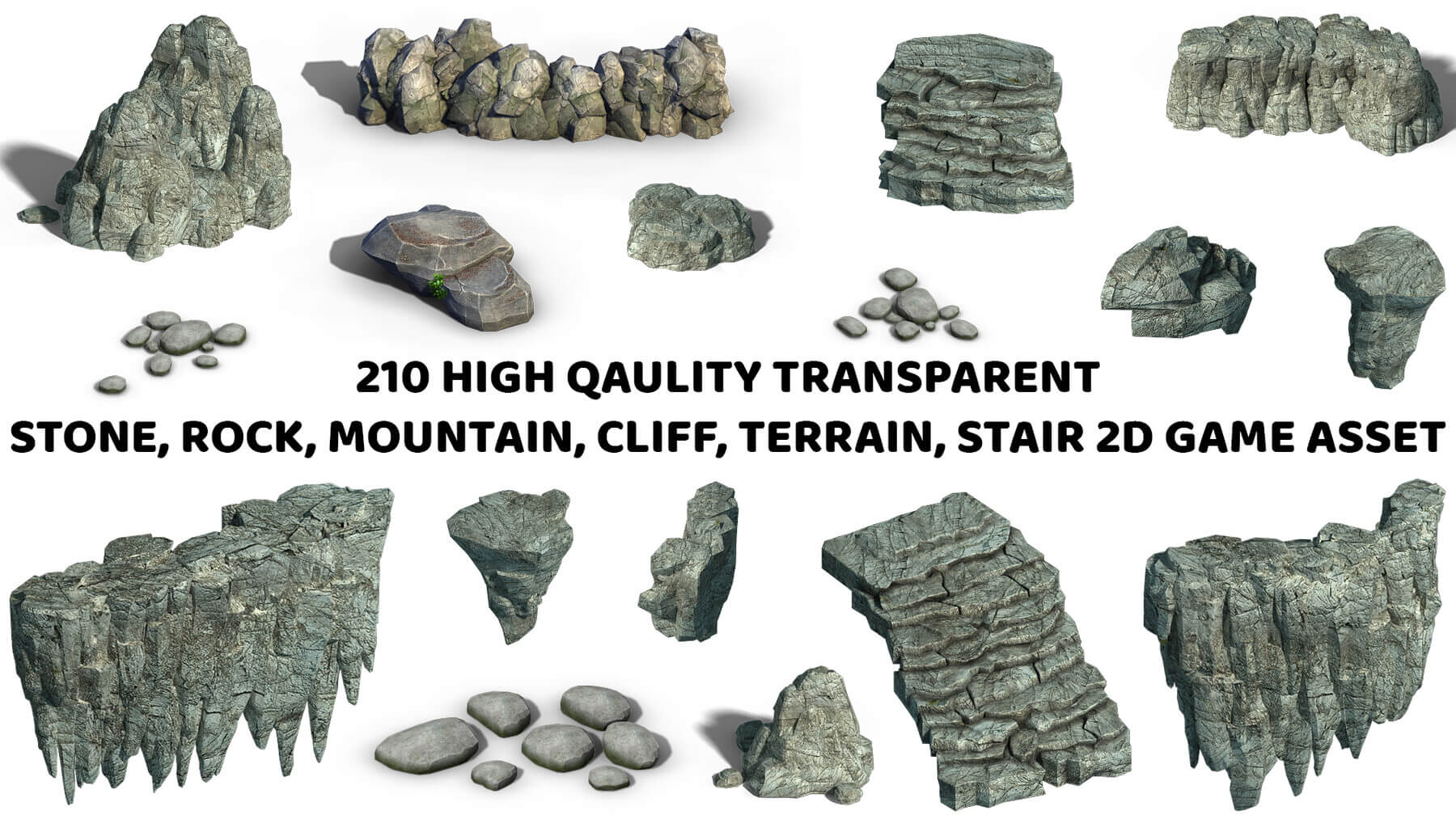 210 Rock Stone Mountain Cliff Terrain Canyon Stair 2D Asset by 2dmagicpixel