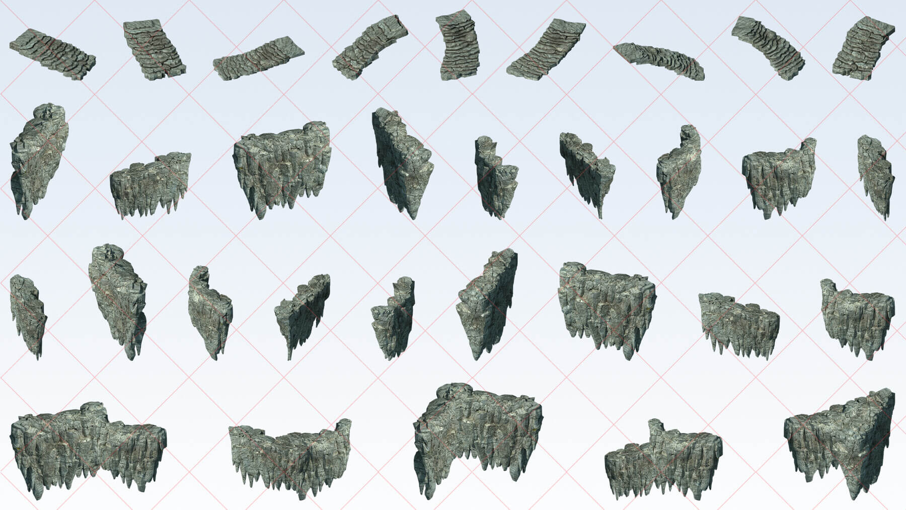 210 Rock Stone Mountain Cliff Terrain Canyon Stair 2D Asset by 2dmagicpixel