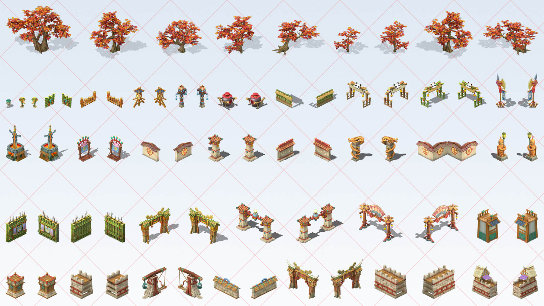 212 Fantasy House Home Building Tree Mega Pack 2D Asset by 2dmagicpixel