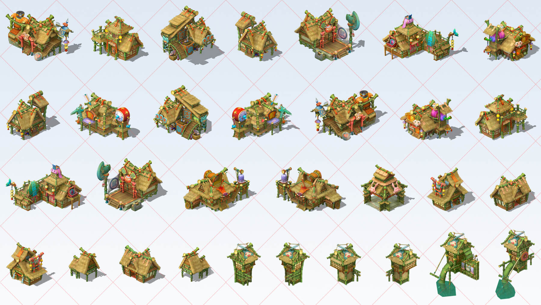 212 Fantasy House Home Building Tree Mega Pack 2D Asset by 2dmagicpixel