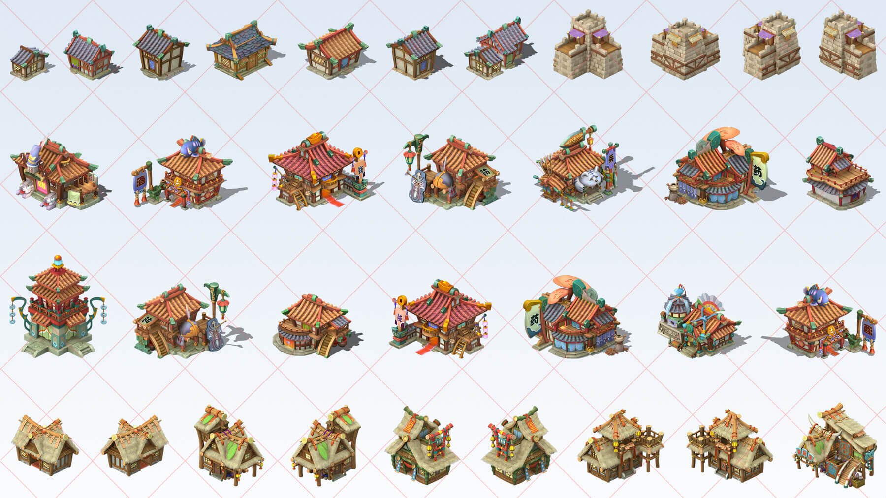 212 Fantasy House Home Building Tree Mega Pack 2D Asset by 2dmagicpixel