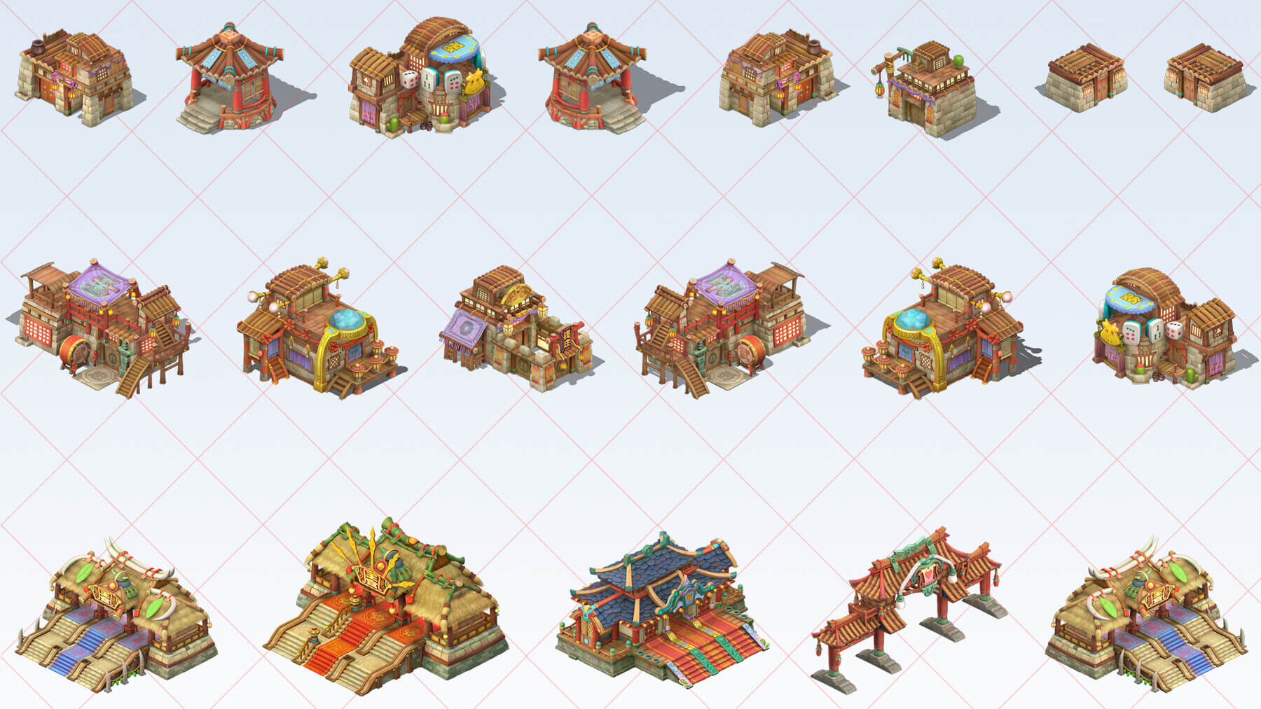 212 Fantasy House Home Building Tree Mega Pack 2D Asset by 2dmagicpixel