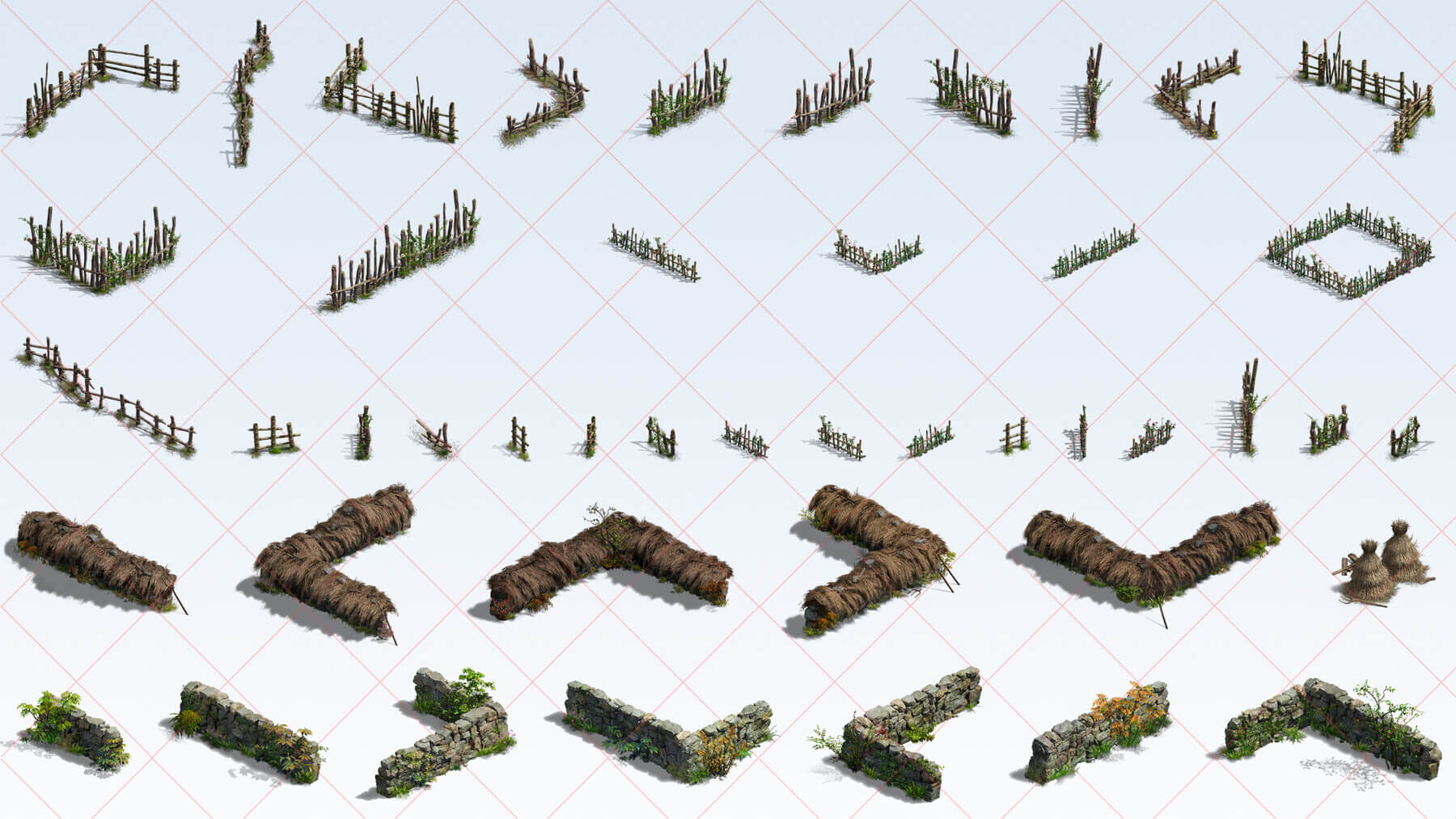 212 Hut Tent Tree Grass Flower Bridge Wall 2D Game Asset by 2dmagicpixel