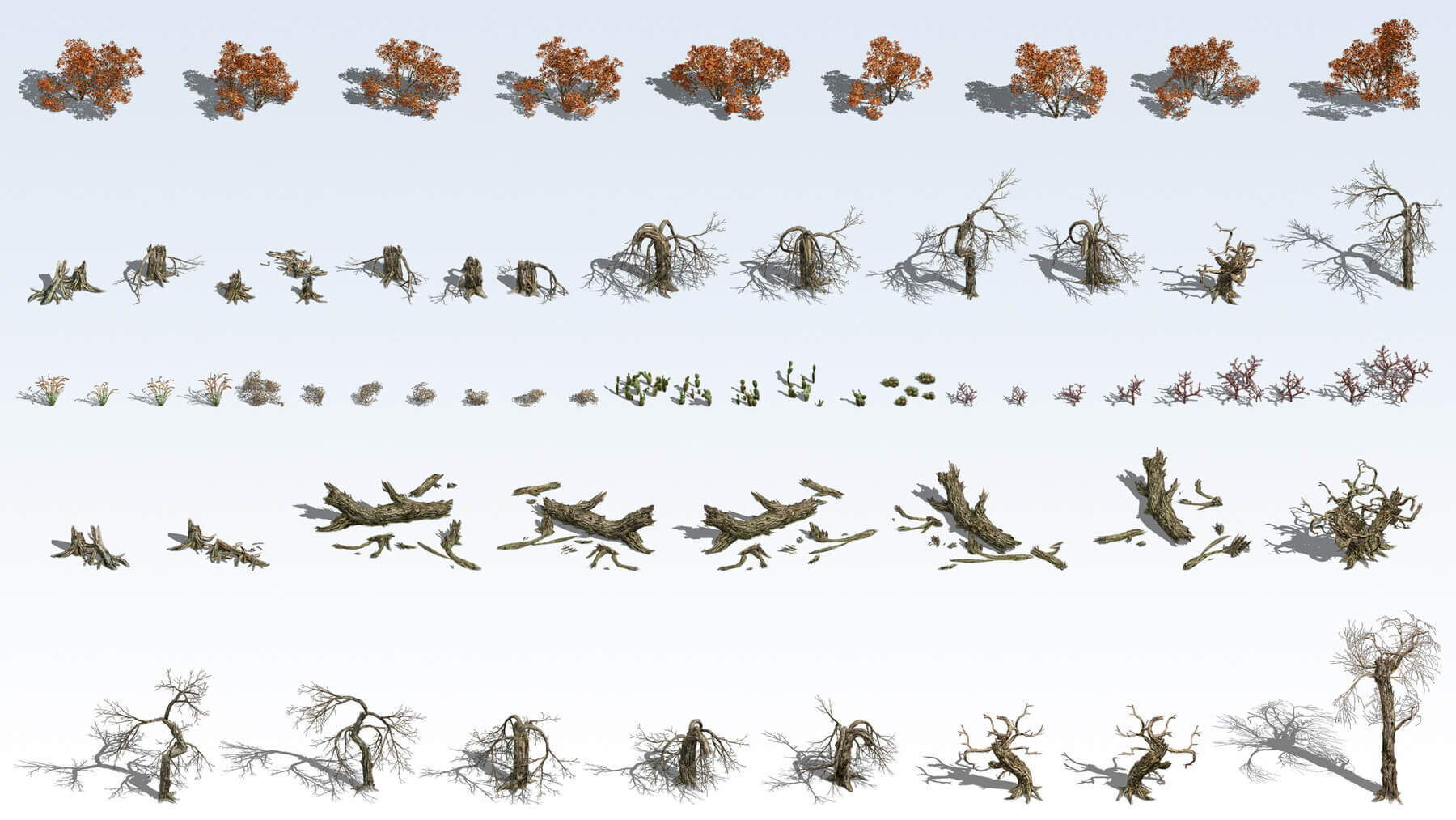 245 Transparent Tree Plant Flower Grass 2D Game Asset by 2dmagicpixel