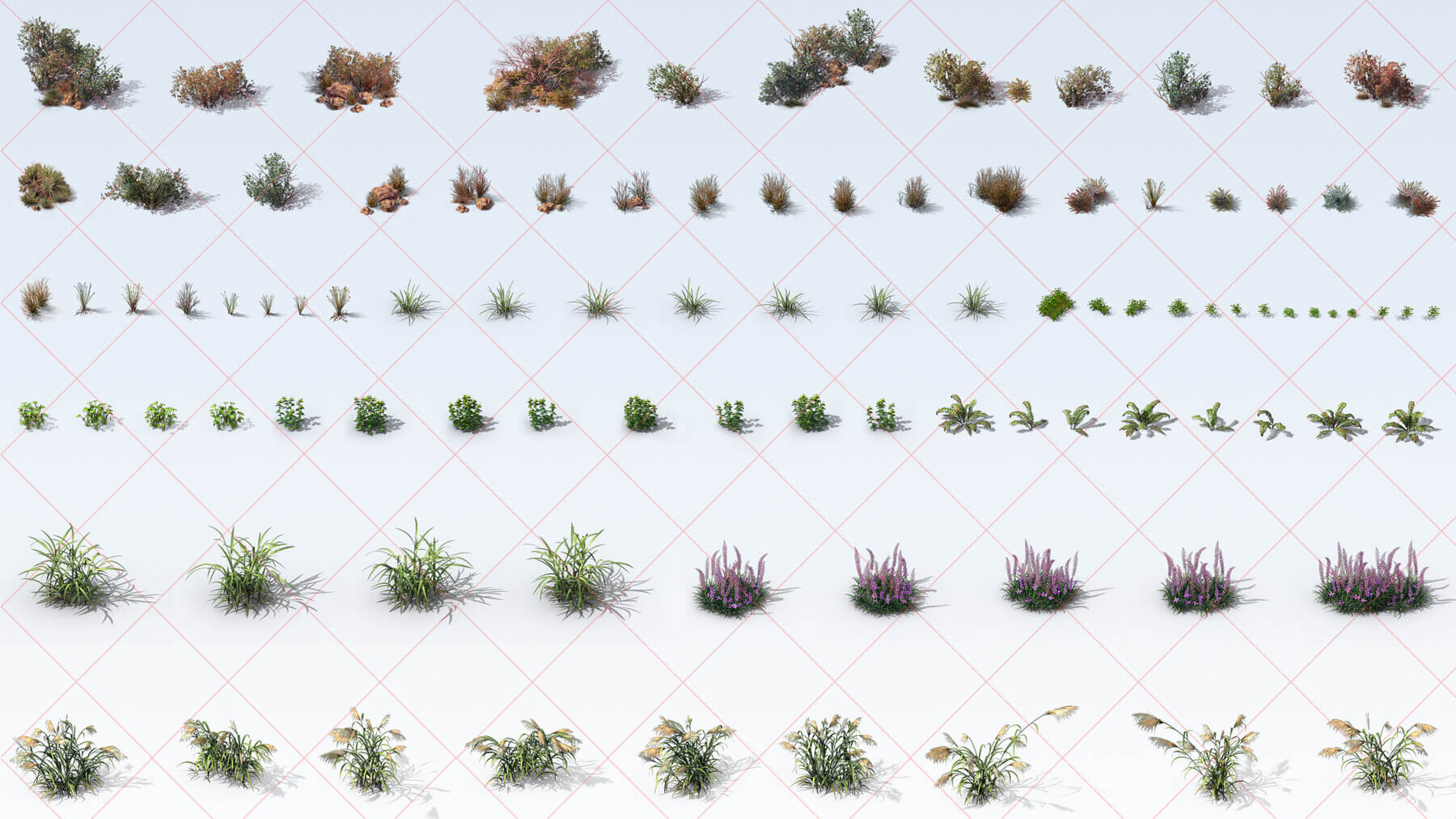 300 Tropical Ocean & Desert Grass Plant Flower 2D Game A by 2dmagicpixel