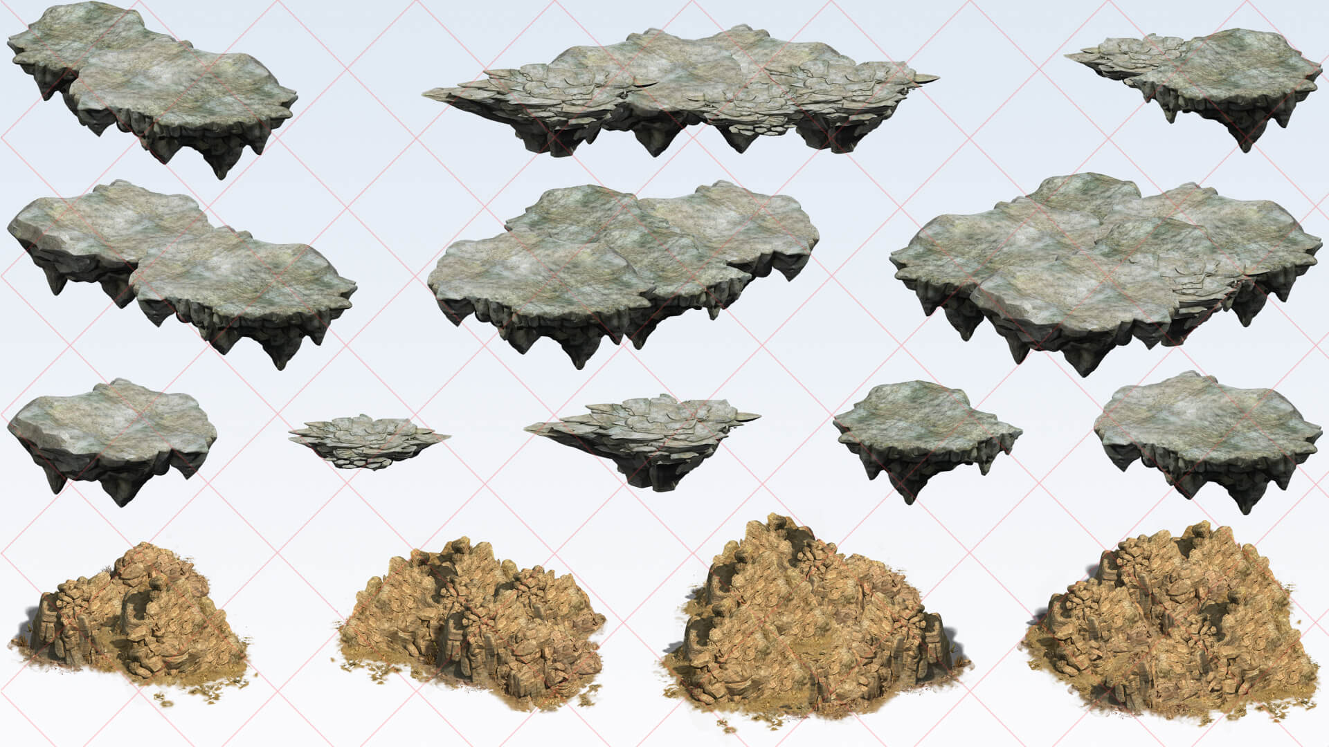 52 Mountain Terrain Cliff Rock Tree Plant 2D Game Asset by 2dmagicpixel