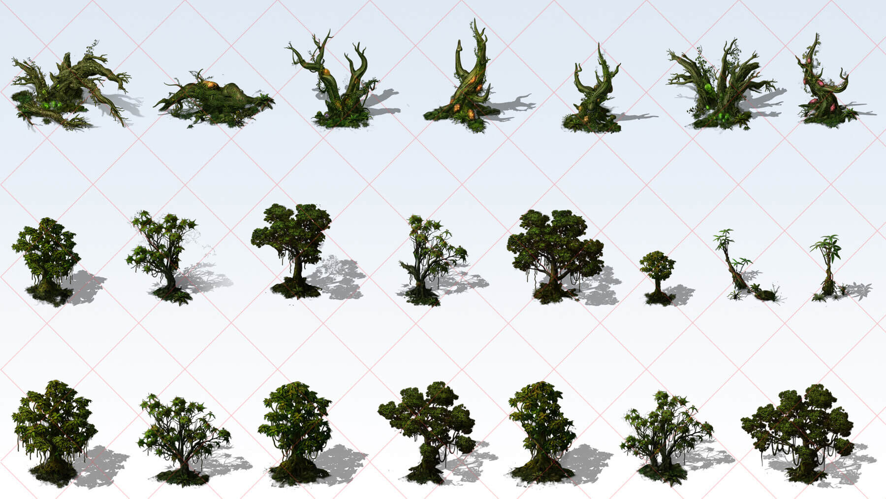 67 Transparent Snow Ice Mountain Rock Tree Game Assets by 2dmagicpixel