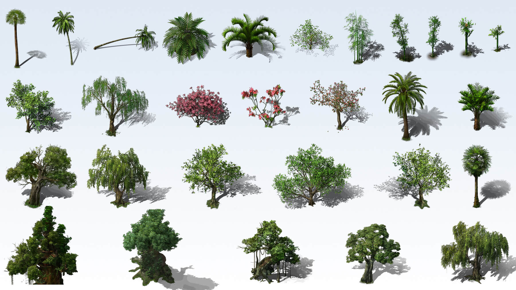 75 Trees Flowers Rocks and Mountains 2D Game Asset by 2dmagicpixel