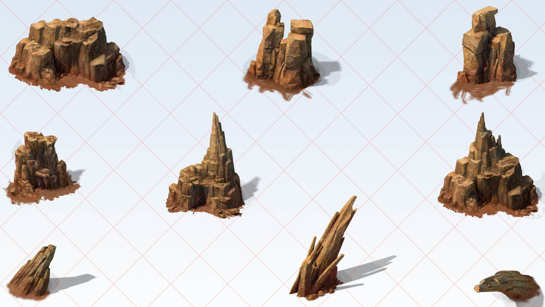 9 Transparent Desert Mountain and Rocks 2D Game Asset by 2dmagicpixel