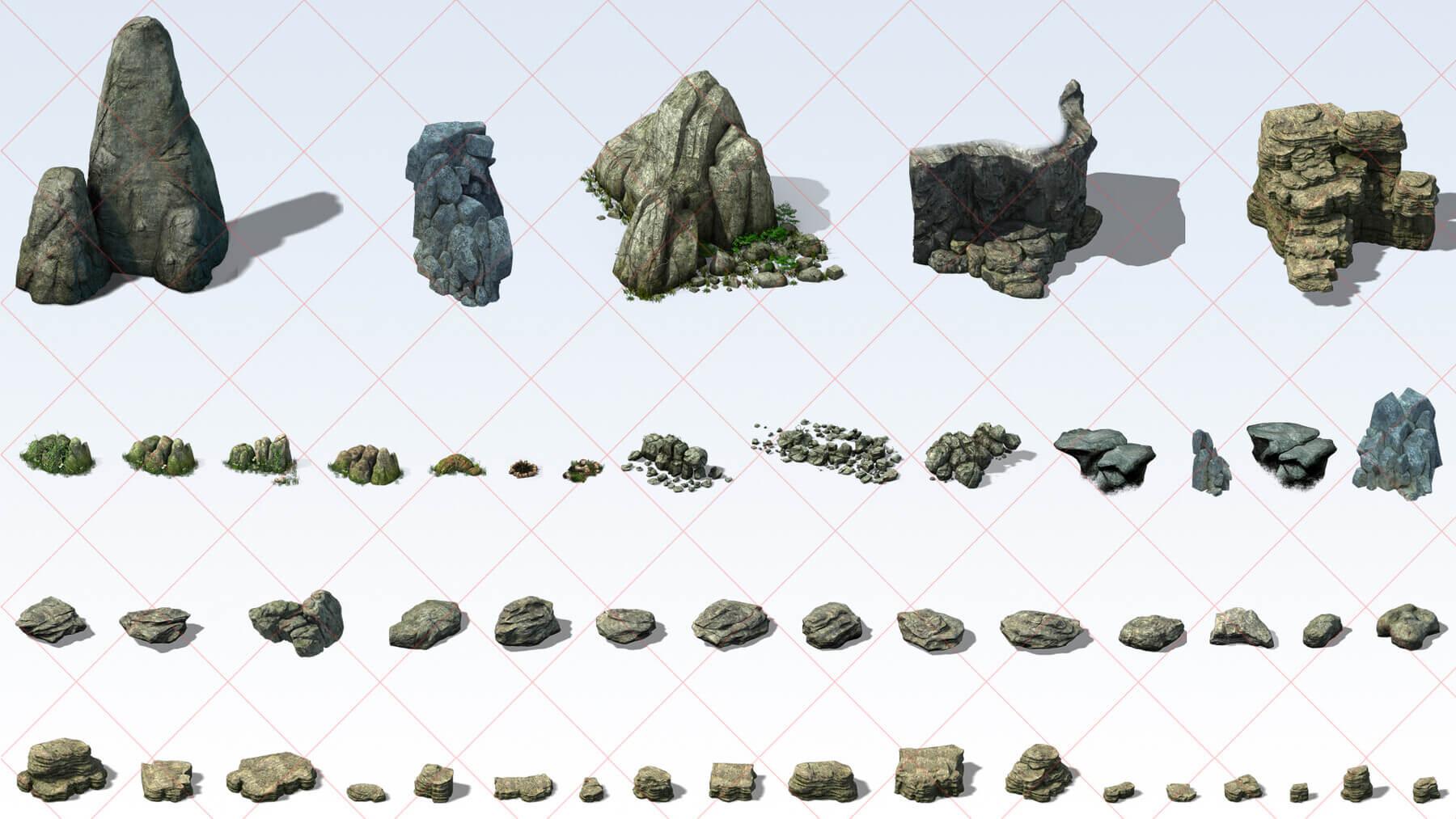 91 Transparent Mountain, Rock, Stone, Cliff 2D Game Asset by 2dmagicpixel