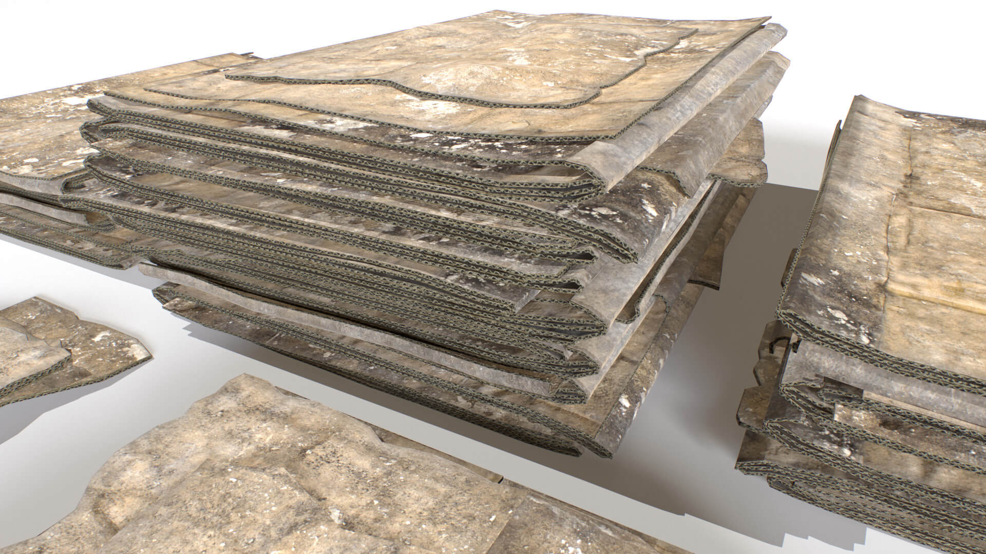 Cardboard Piles - 3D Model by 32cm