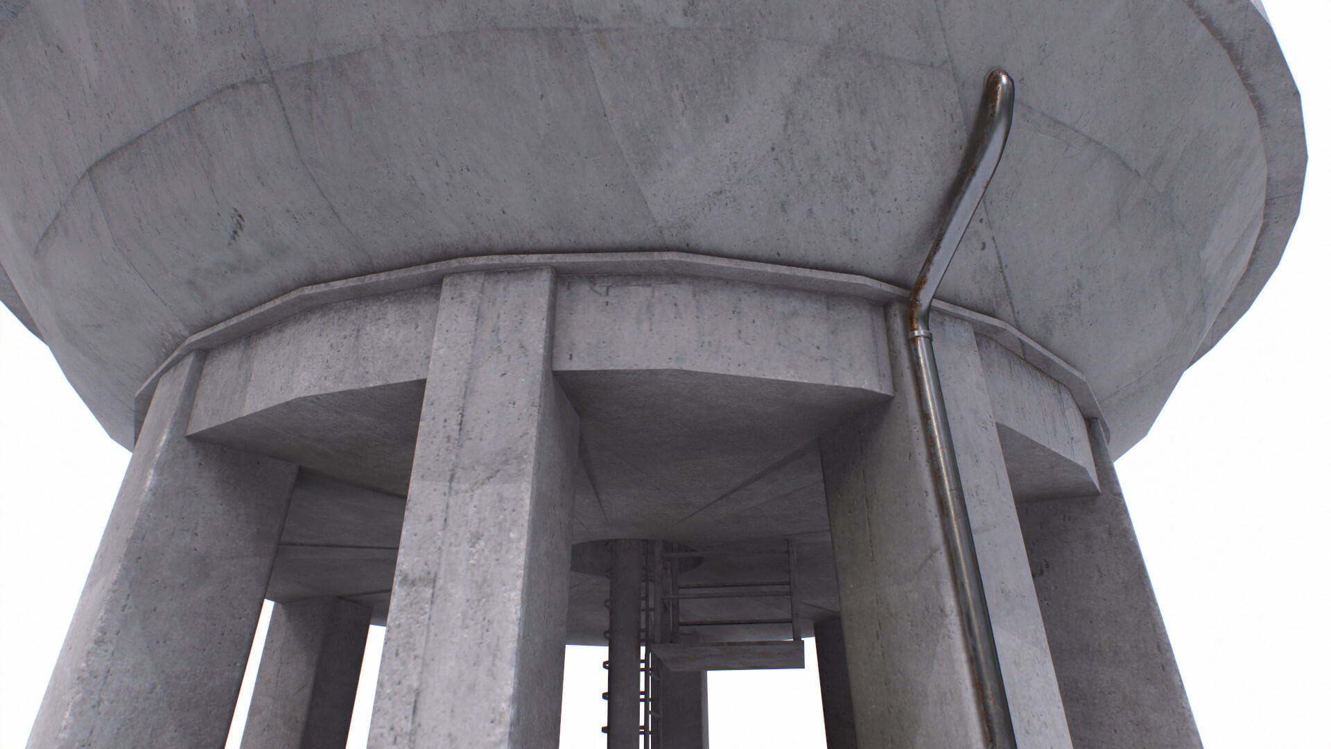 Concrete Water Tower 1 - 3D Model by 32cm