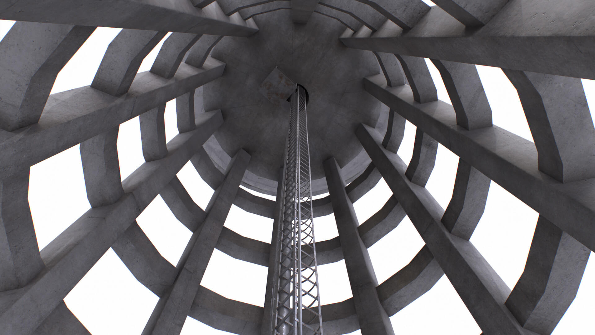 Concrete Water Tower 1 - 3D Model by 32cm