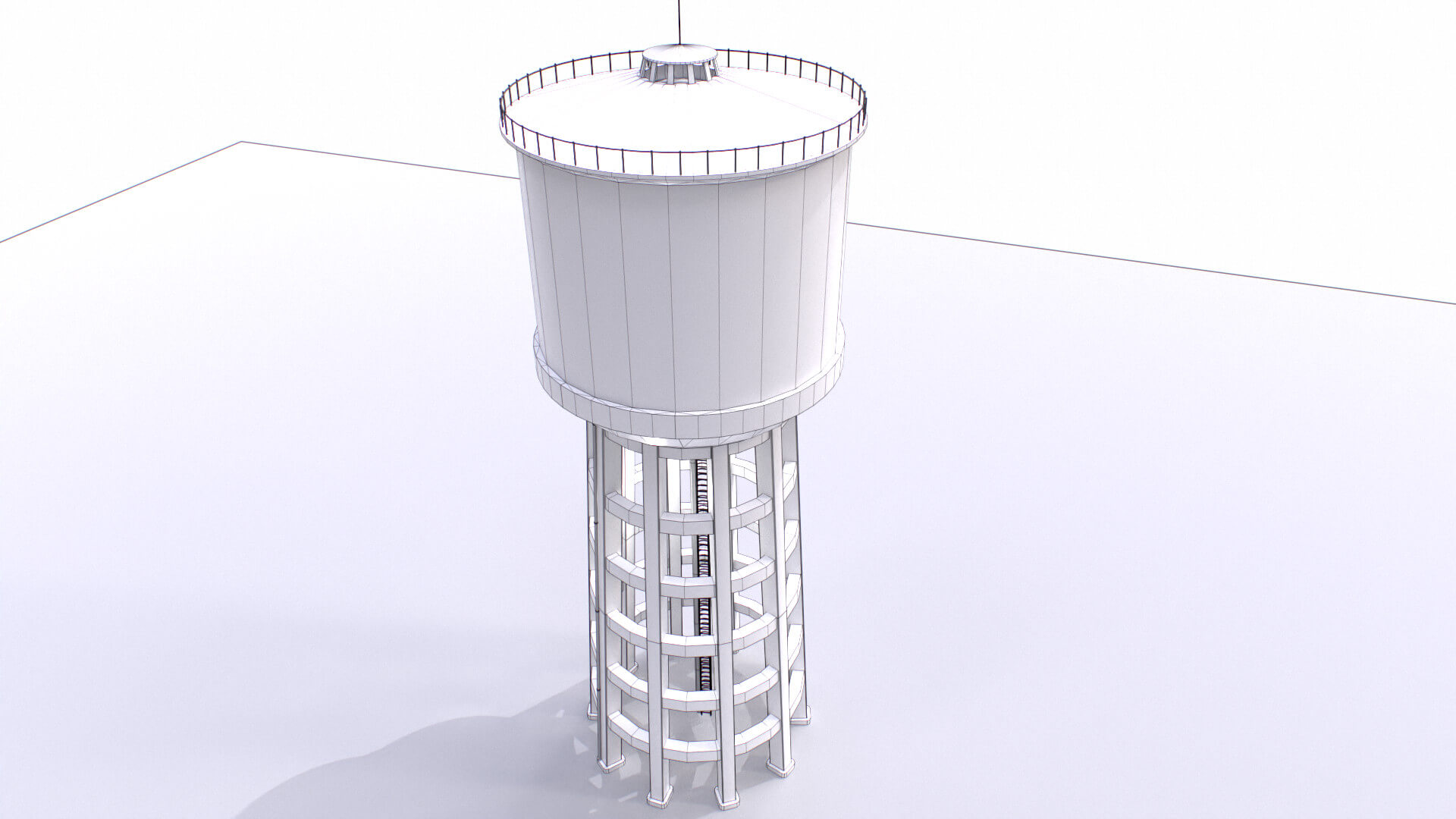 Concrete Water Tower 1 - 3D Model by 32cm
