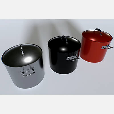 Cooking Pot Set 4 - 3D Model by 32cm