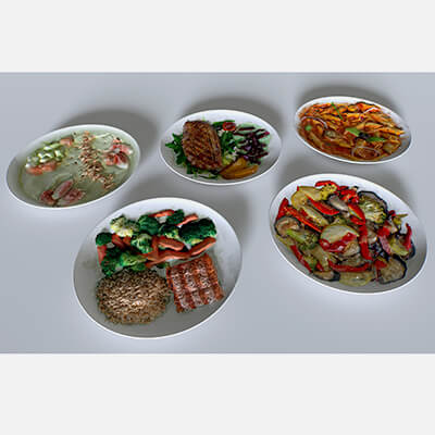 Food in a Plate Pack 2 - 3D Model by 32cm