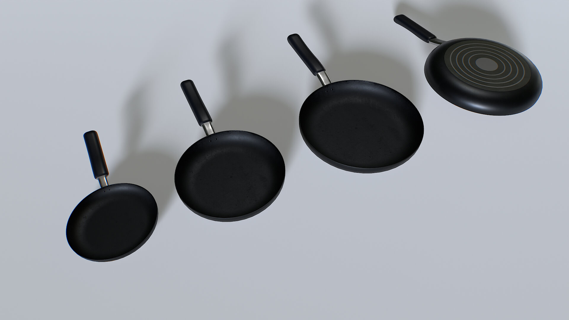 Frying Pans Set 3 - 3D Model by 32cm