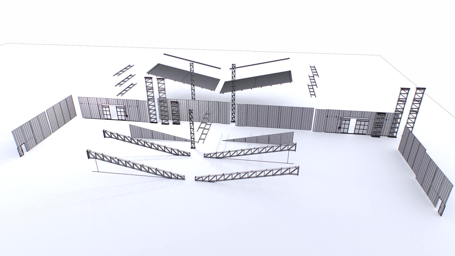 Modular Hangar - 3D Model by 32cm