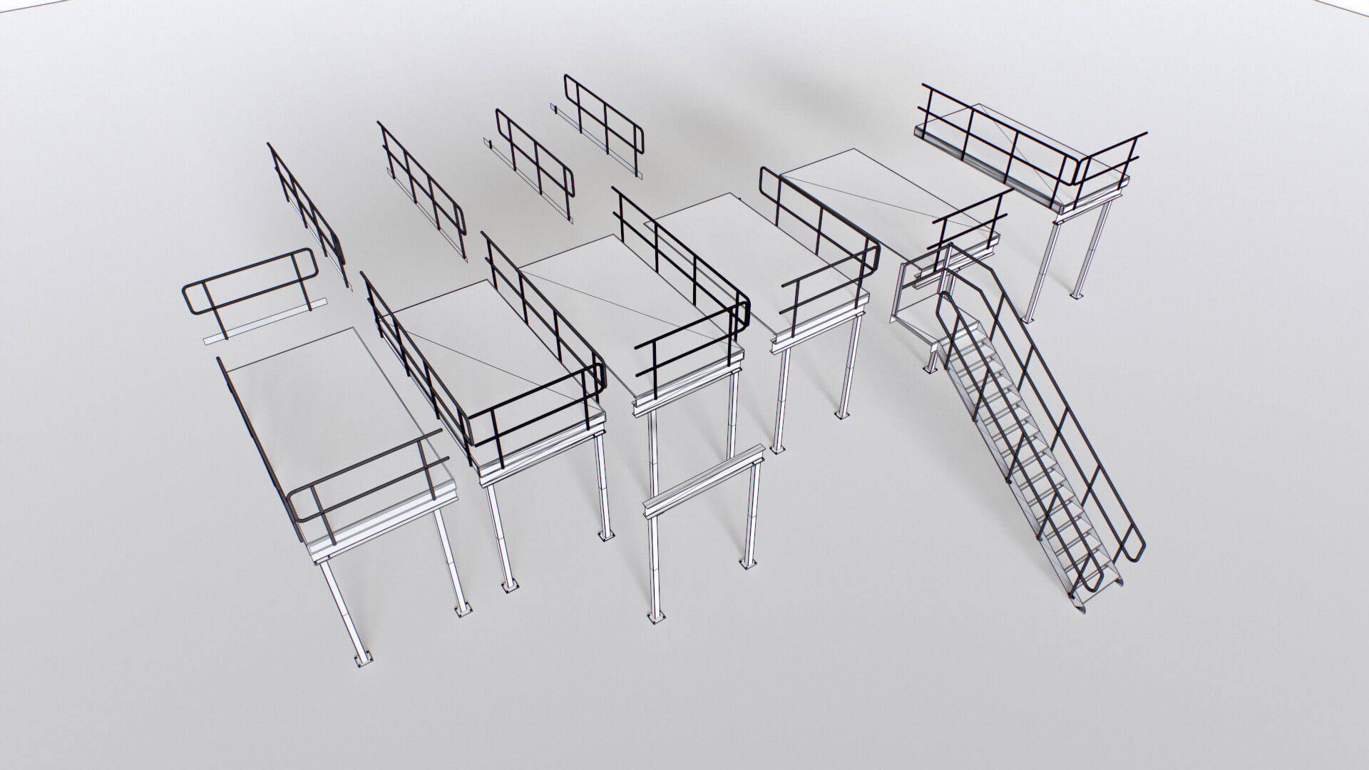 Industrial Platform Modular - 3D Model by 32cm
