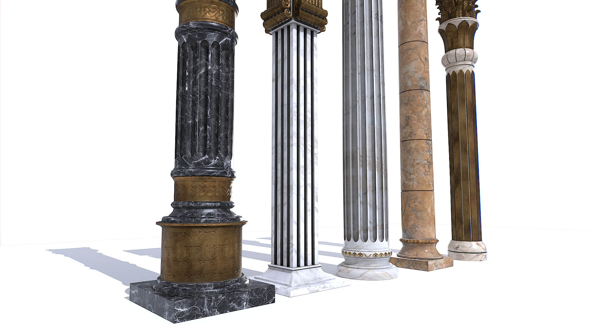 Marble Columns Pack - 3D Model by 32cm