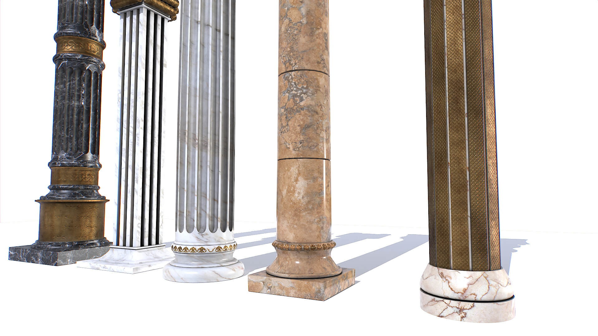 Marble Columns Pack - 3D Model by 32cm