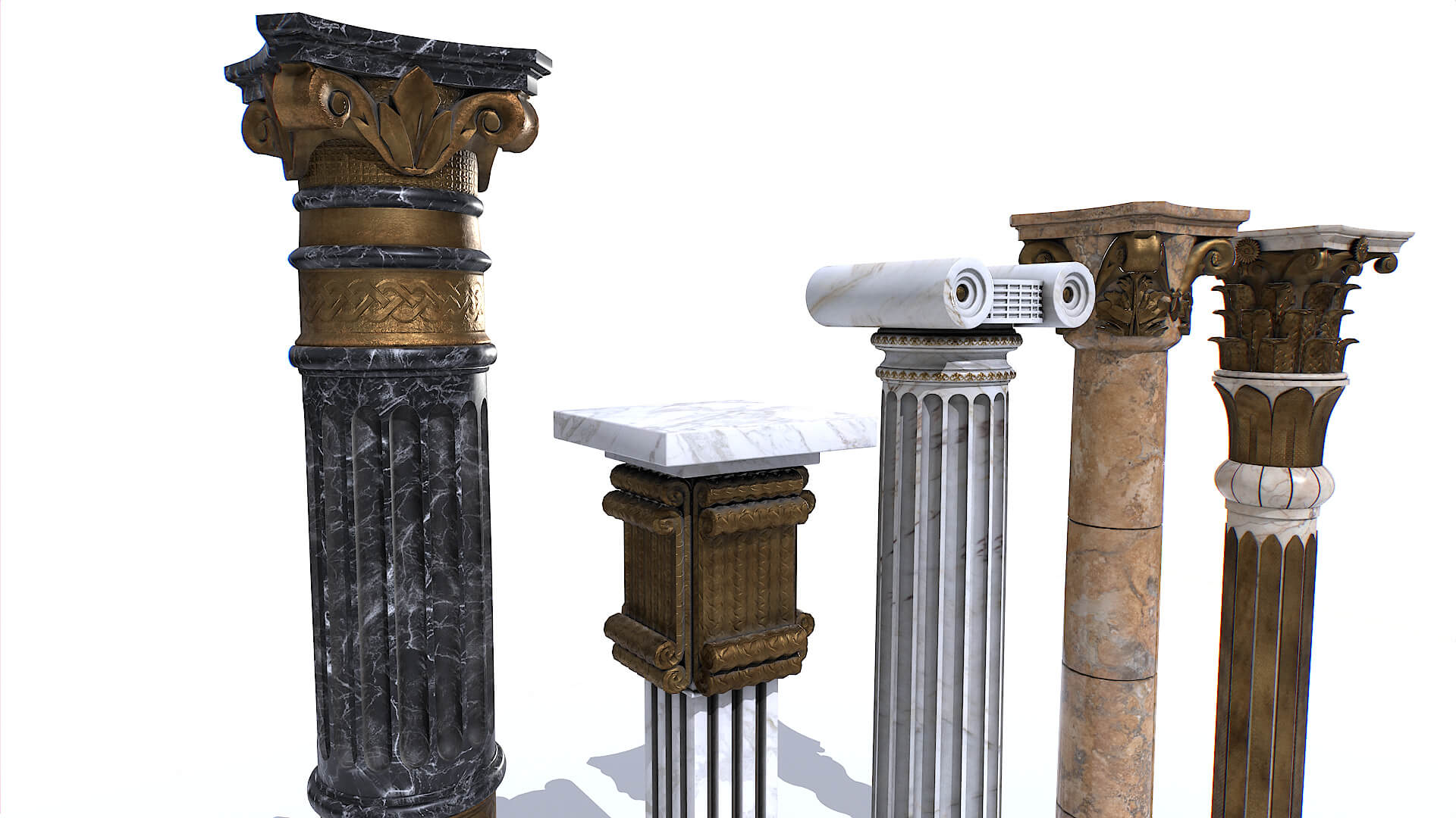Marble Columns Pack - 3D Model by 32cm