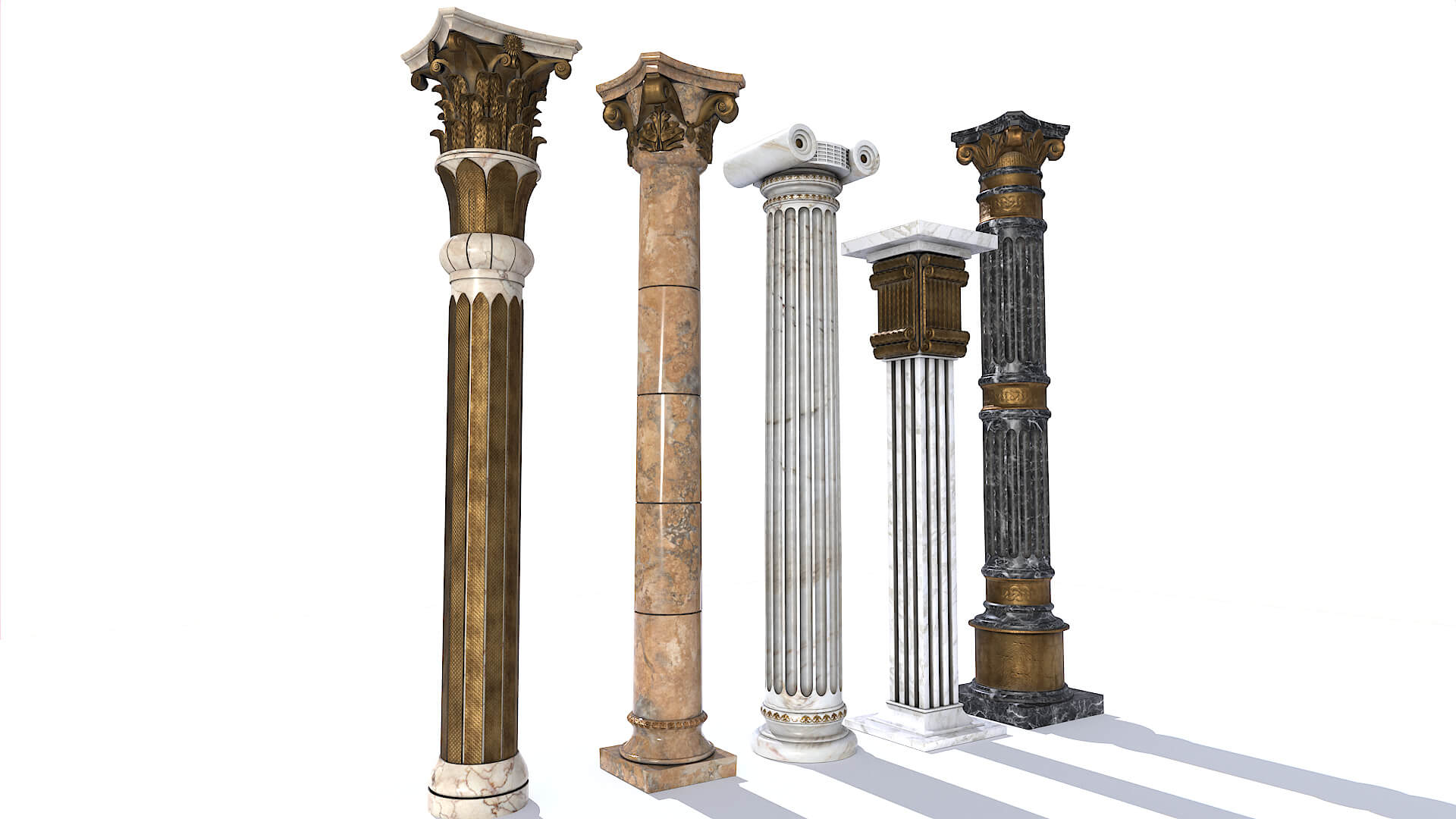 Marble Columns Pack - 3D Model by 32cm
