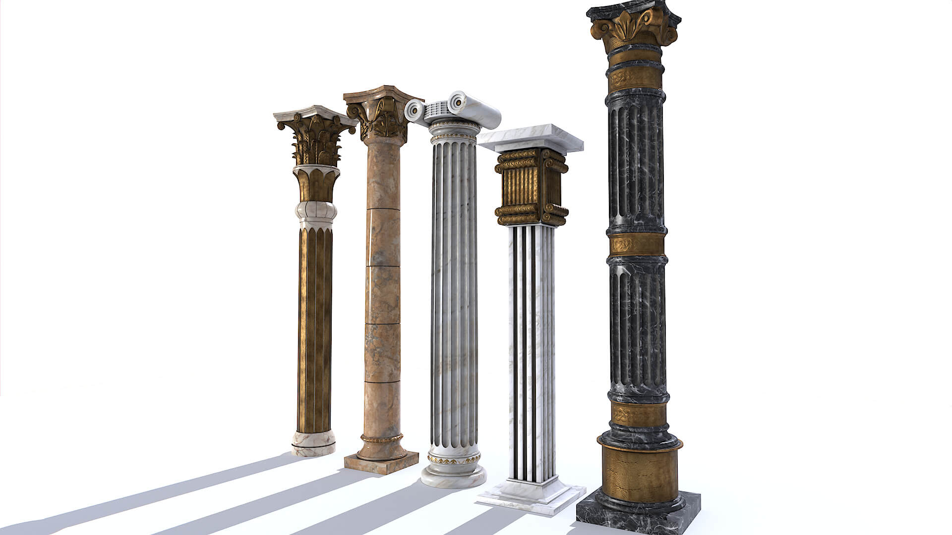 Marble Columns Pack - 3D Model by 32cm