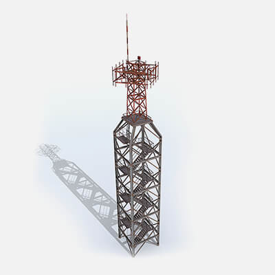 Modular Radar Tower 1 - 3D Model by 32cm