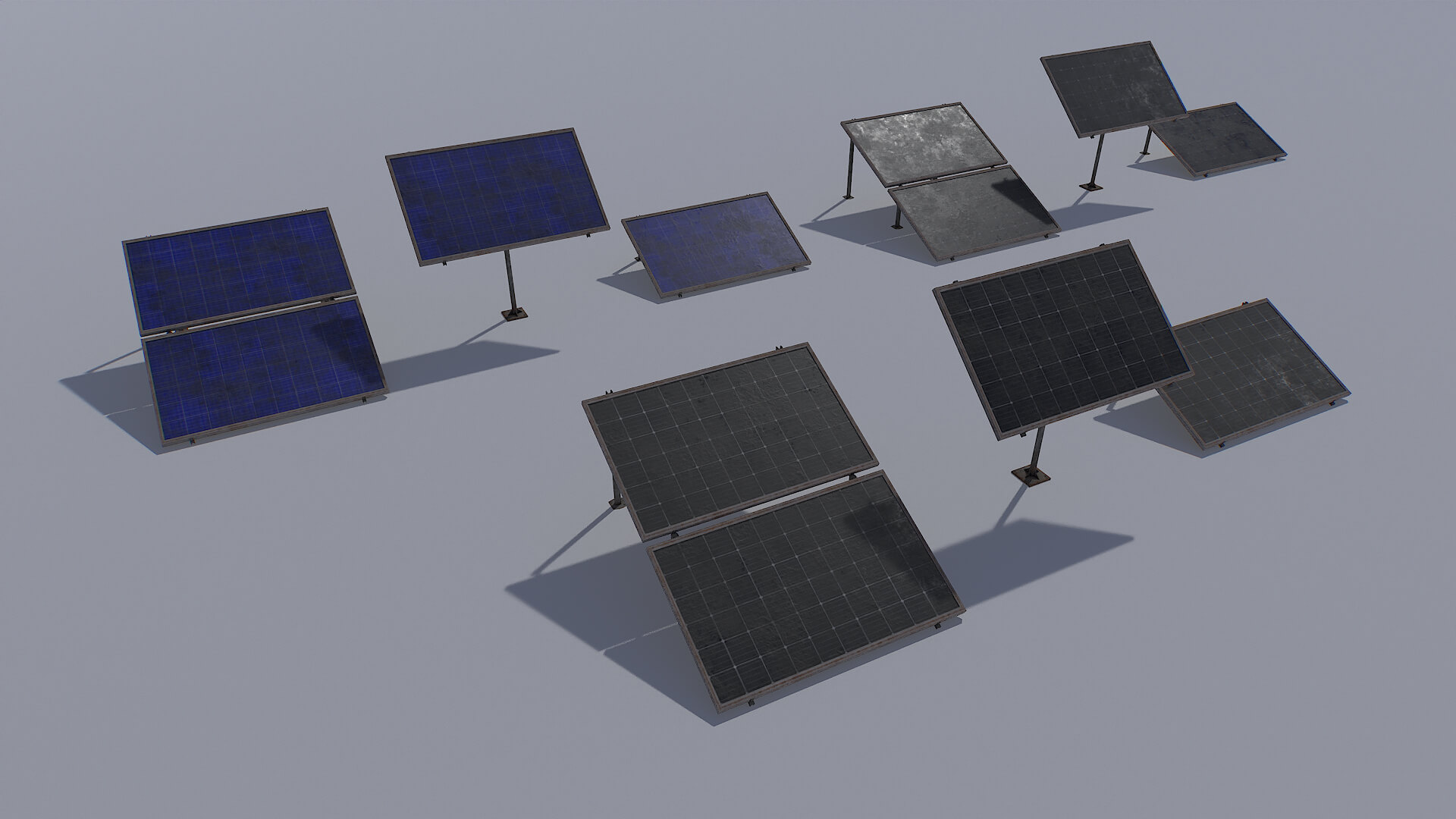 Old and Rusty Solar Panel Pack - 3D Model by 32cm