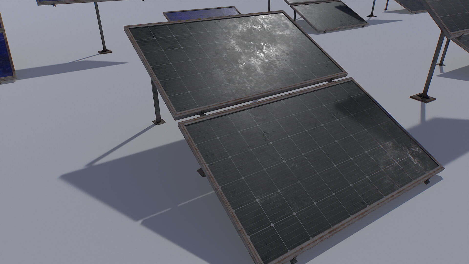 Old and Rusty Solar Panel Pack - 3D Model by 32cm