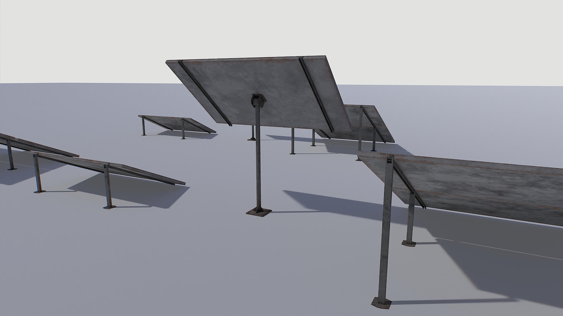 Old and Rusty Solar Panel Pack - 3D Model by 32cm