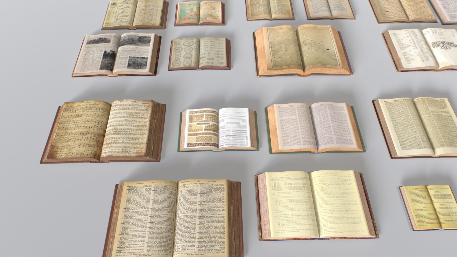 Old Books pbr - 3D Model by 32cm