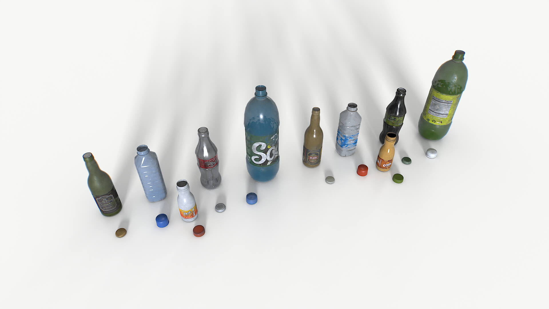 Plastic Bottles Trash Junk - 3D Model by 32cm