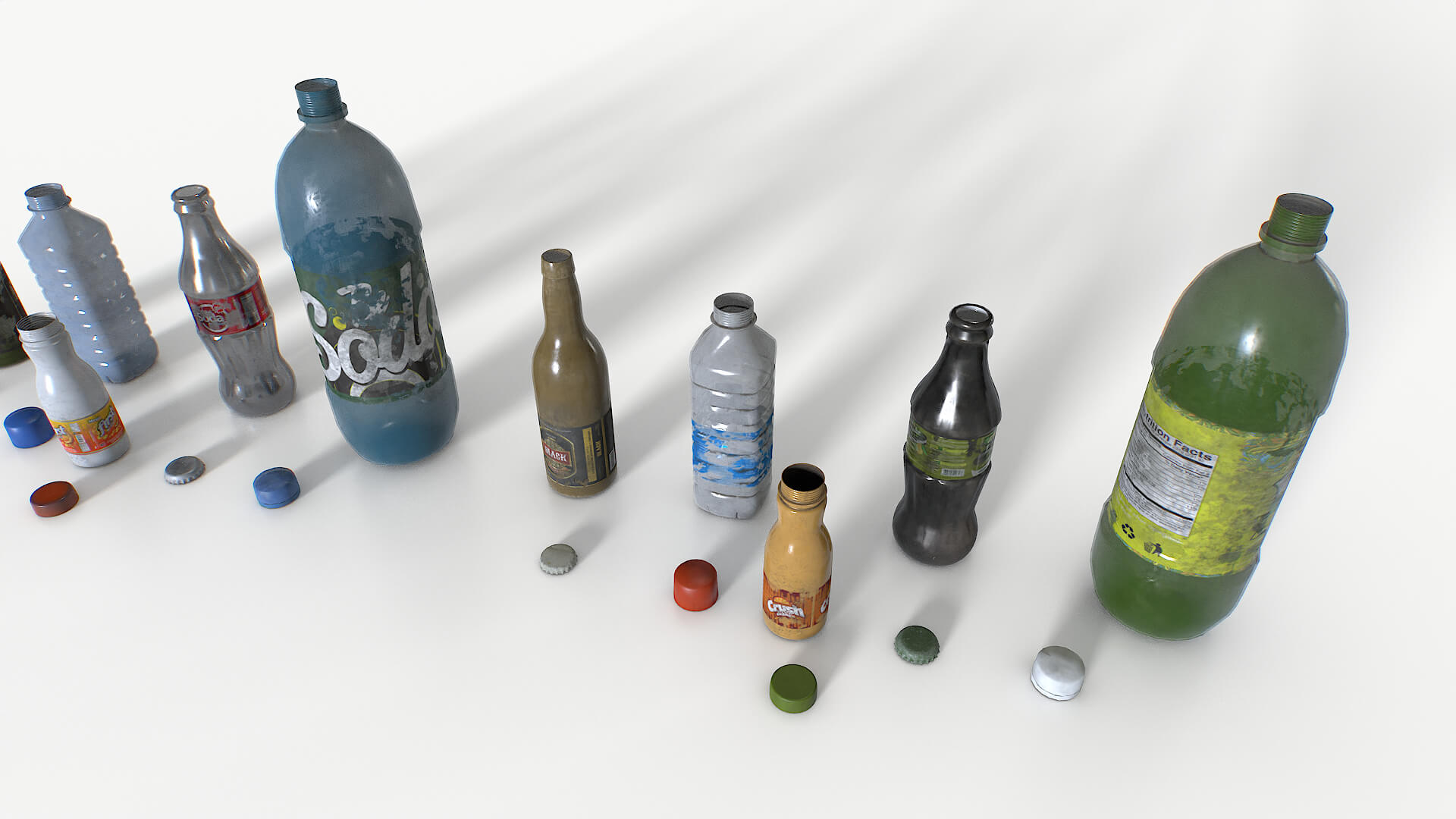 Plastic Bottles Trash Junk - 3D Model by 32cm