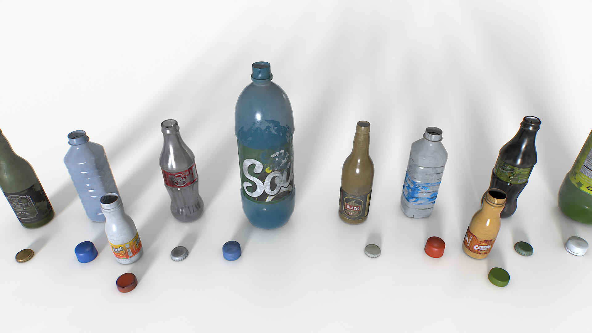 Plastic Bottles Trash Junk - 3D Model by 32cm
