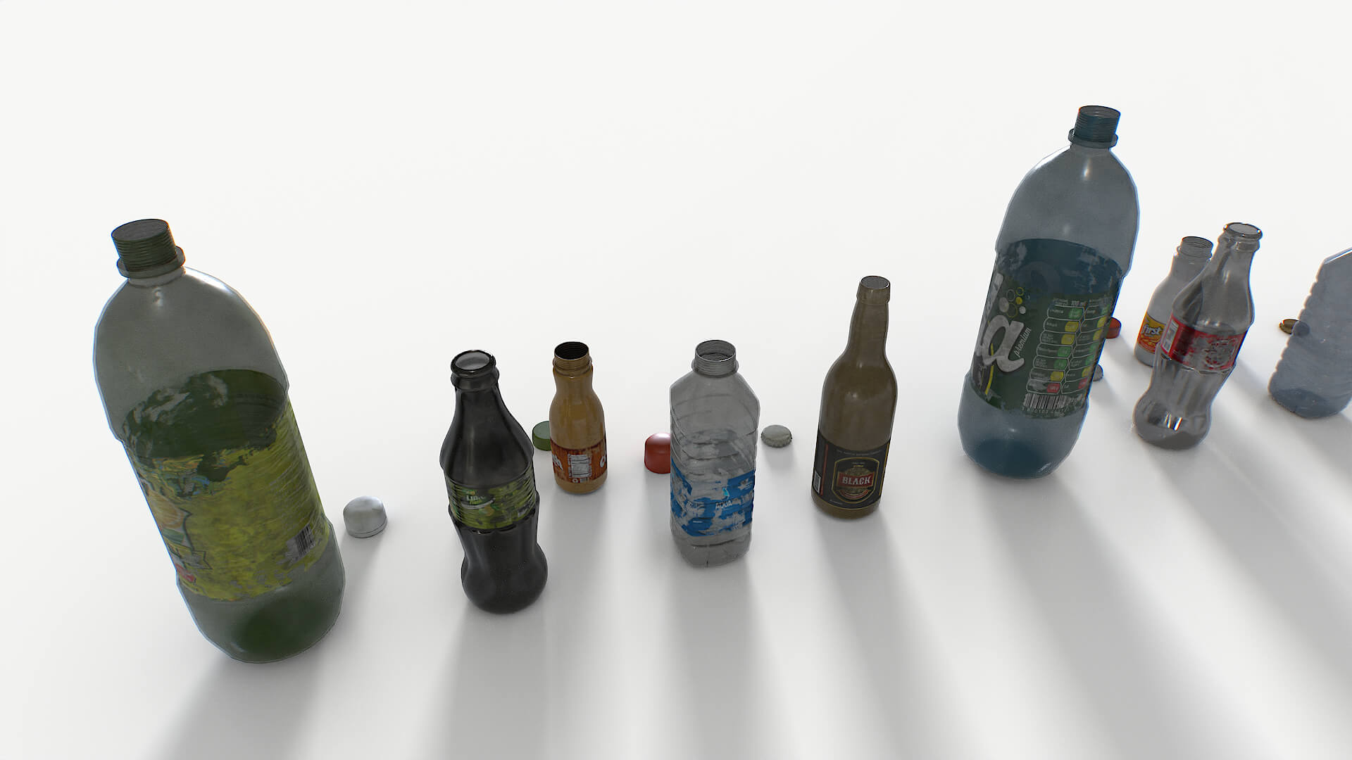 Plastic Bottles Trash Junk - 3D Model by 32cm