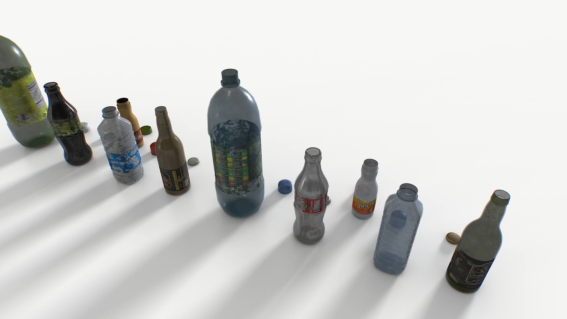 Plastic Bottles Trash Junk - 3D Model by 32cm