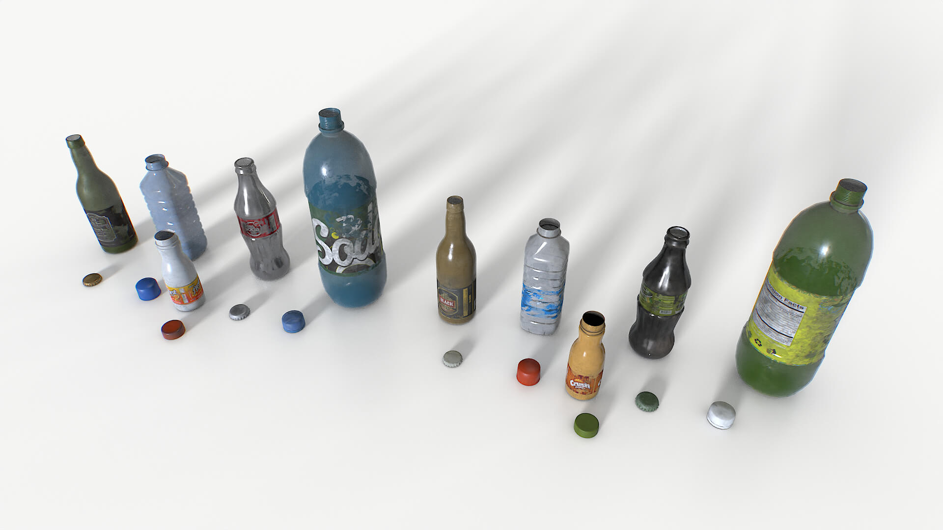 Plastic Bottles Trash Junk - 3D Model by 32cm