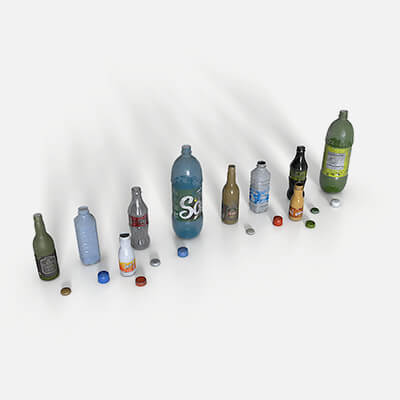 Plastic Bottles Trash Junk - 3D Model by 32cm