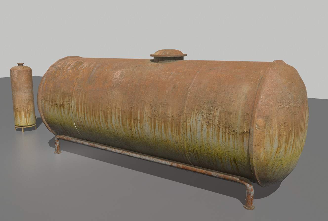 Rusty and Old Industrial Tank - 3D Model by 32cm